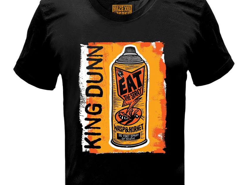King Dunn "Spray Of Death" Tee By Thomas Hazelmyer. Limited to 100 prints.