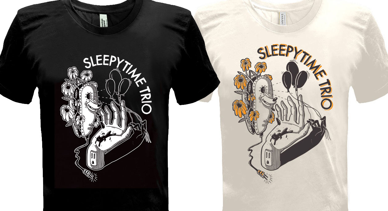 Official Sleepytime Trio T shirt. Limited to 300 Prints.
